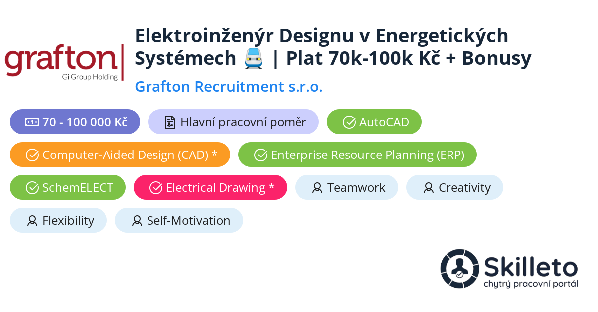 Electrical Design Engineer in Energy Systems 🚆 | Salary 70k-100k CZK ...