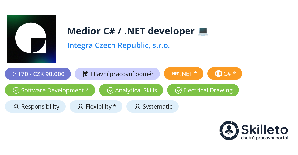 Medior C# / .NET developer 💻 | Integra Czech Republic, s.r.o.